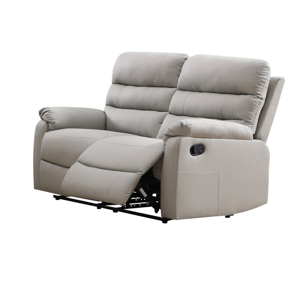 Hokku Designs Rafa 56.7" Light Gray Scratch-Resistant leather 2-Position2-seater Recliner, 120 ...